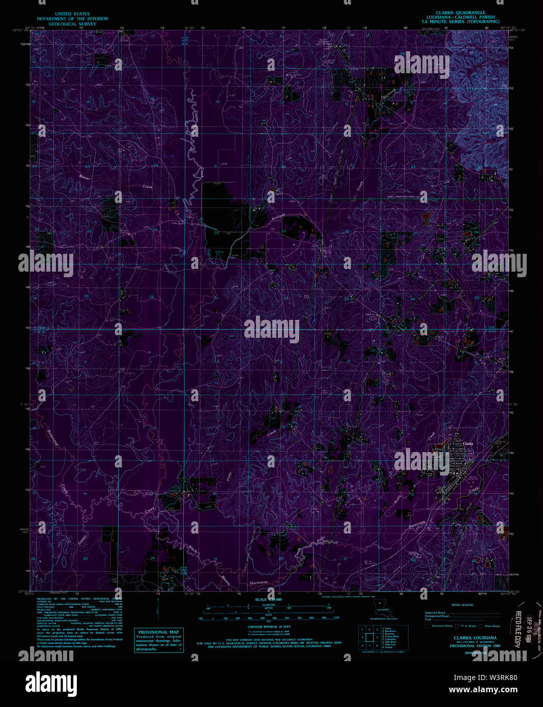 USGS TOPO Map Louisiana LA Clark 331696 1989 24000 Inverted Restoration ...