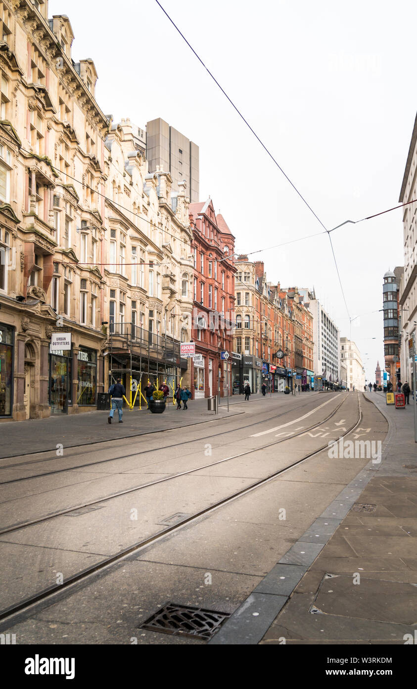 Tram lines in Corporation Street, Birmingham, UK Stock Photo - Alamy