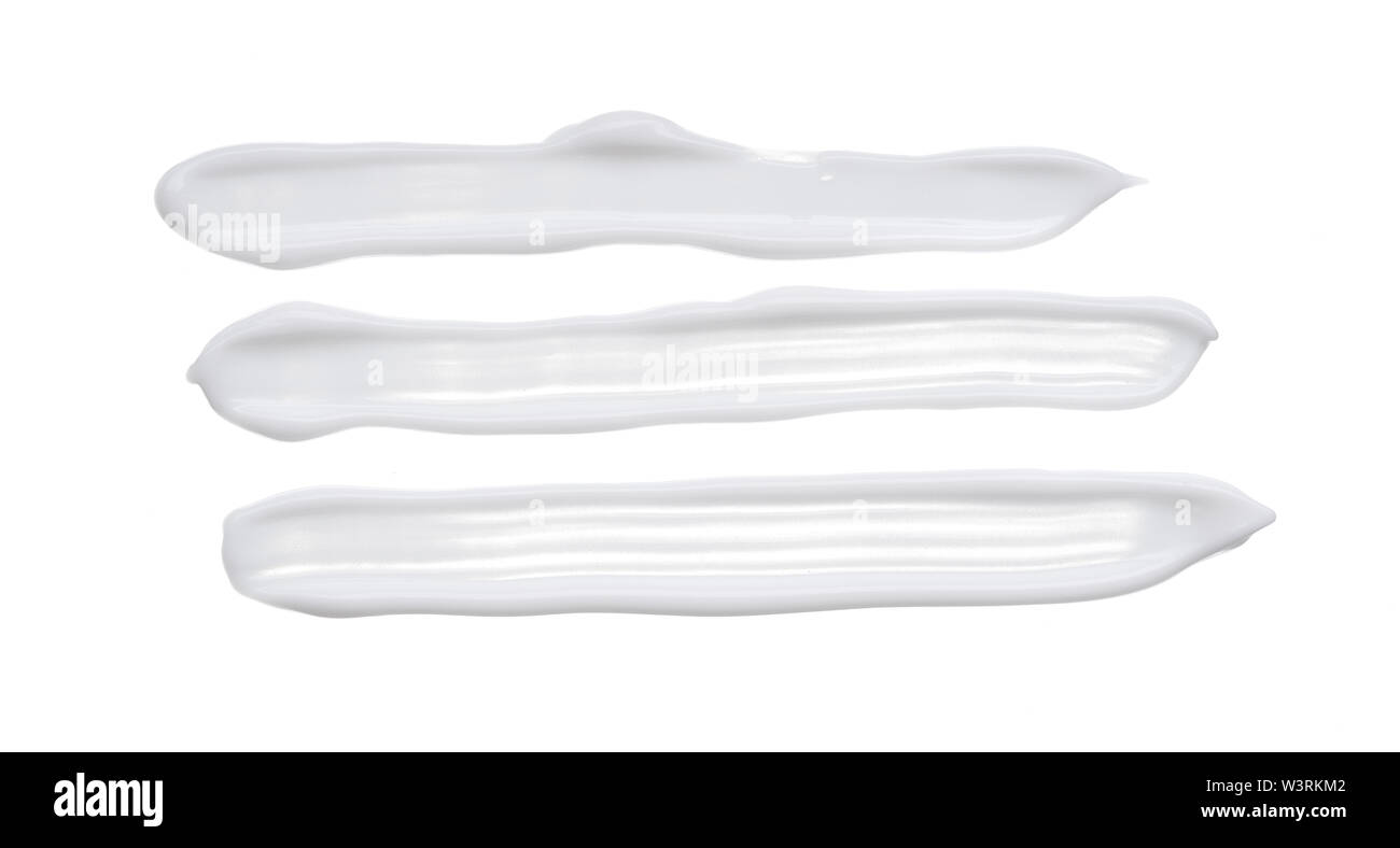 White smear and texture made with face clay or cream isolated on white ...