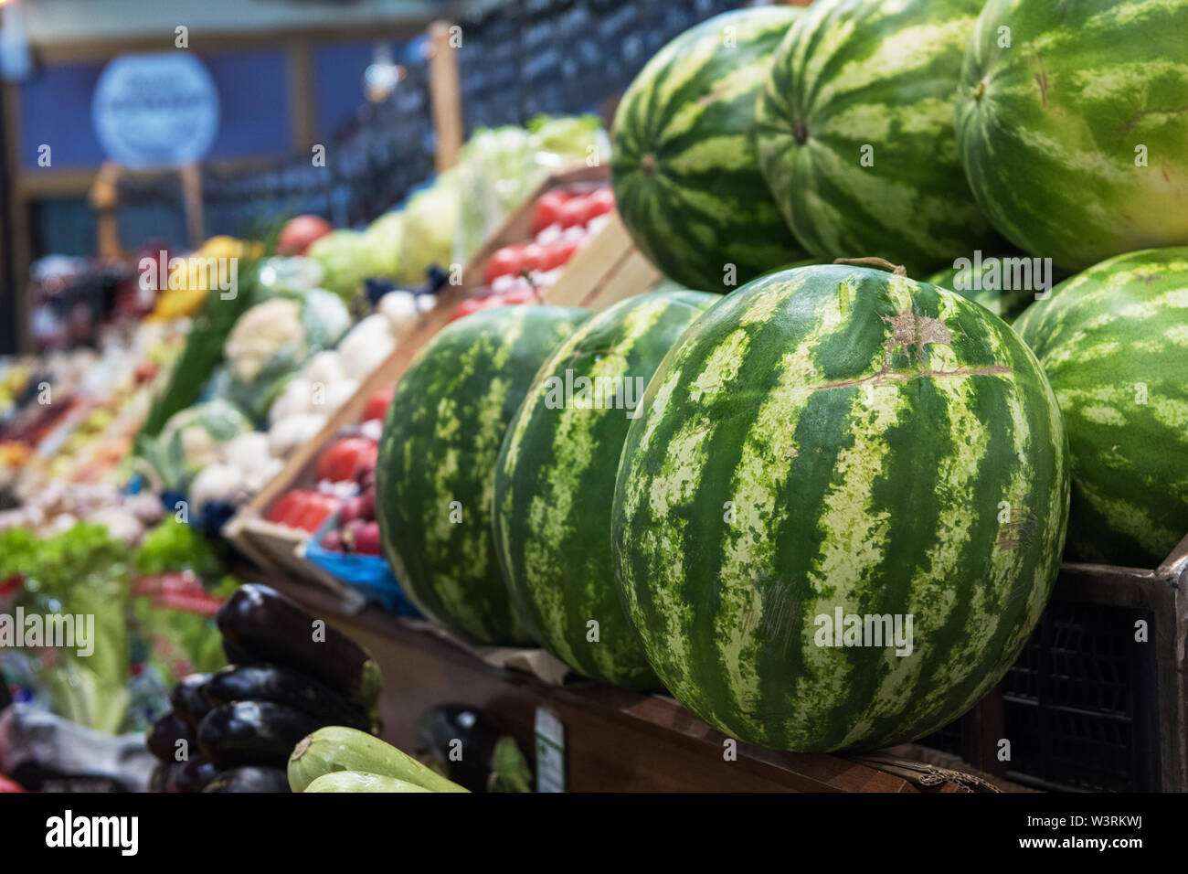 Ripe watermelons in farmer market Stock Photo - Alamy