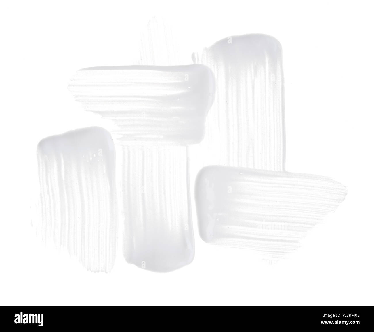 White smear and texture made with face clay or cream isolated on white ...