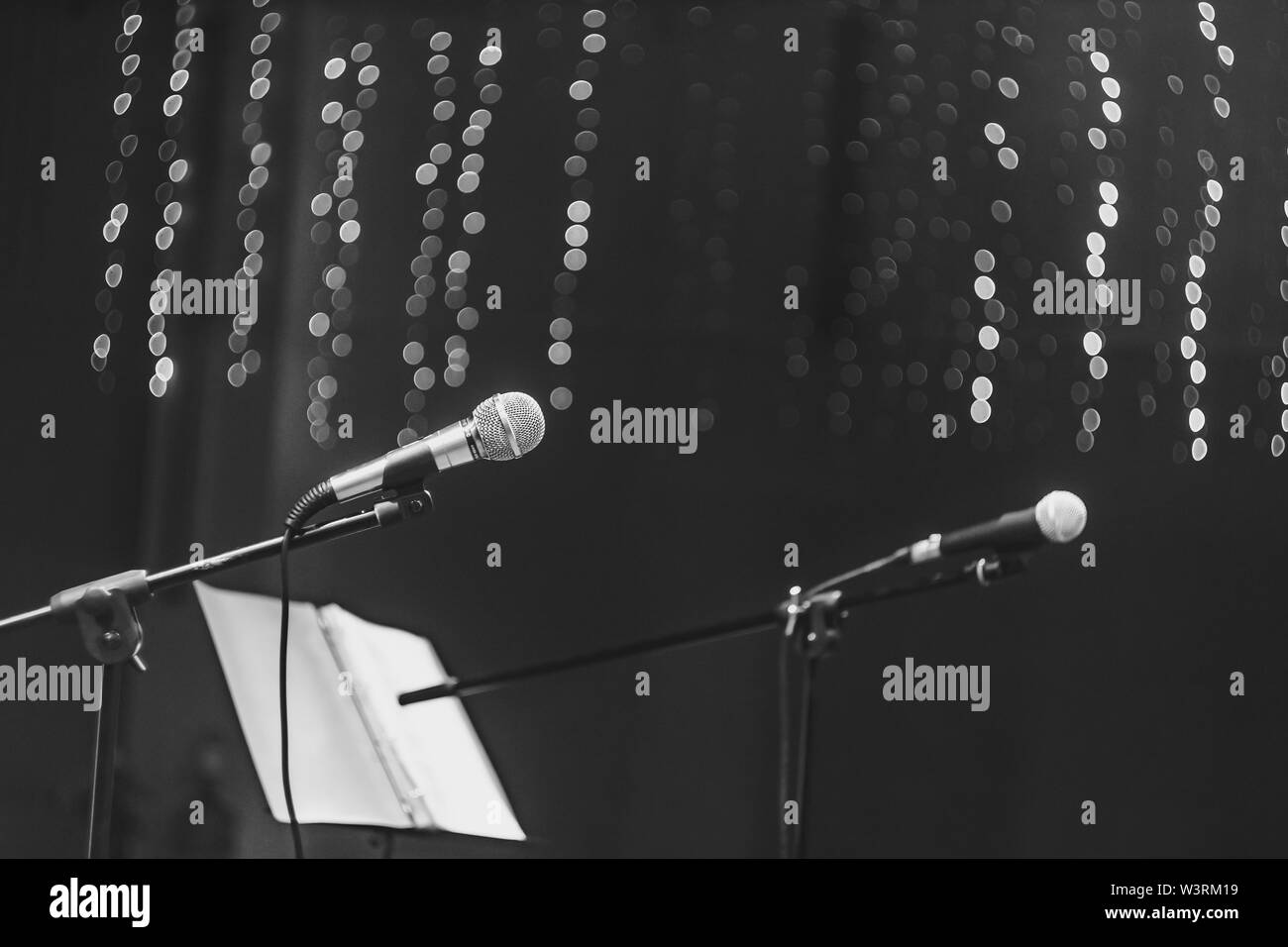 microphones in the concert hall Stock Photo - Alamy