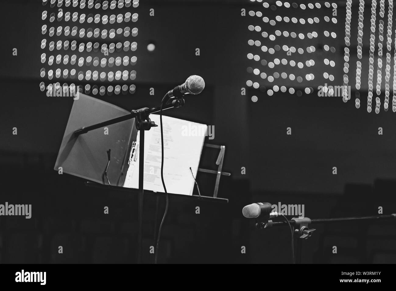 microphones in the concert hall Stock Photo - Alamy