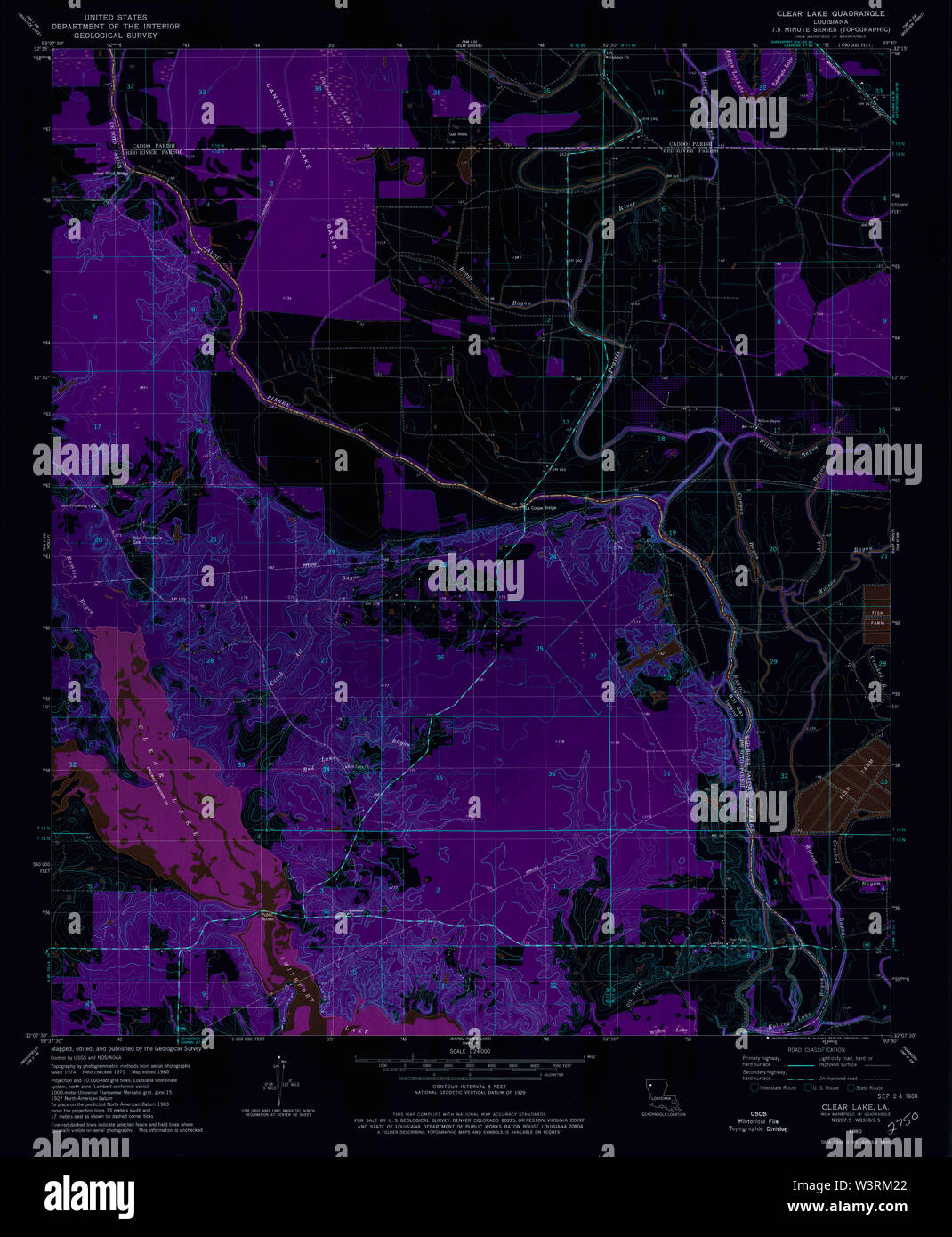 USGS TOPO Map Louisiana LA Clear Lake 331699 1980 24000 Inverted ...