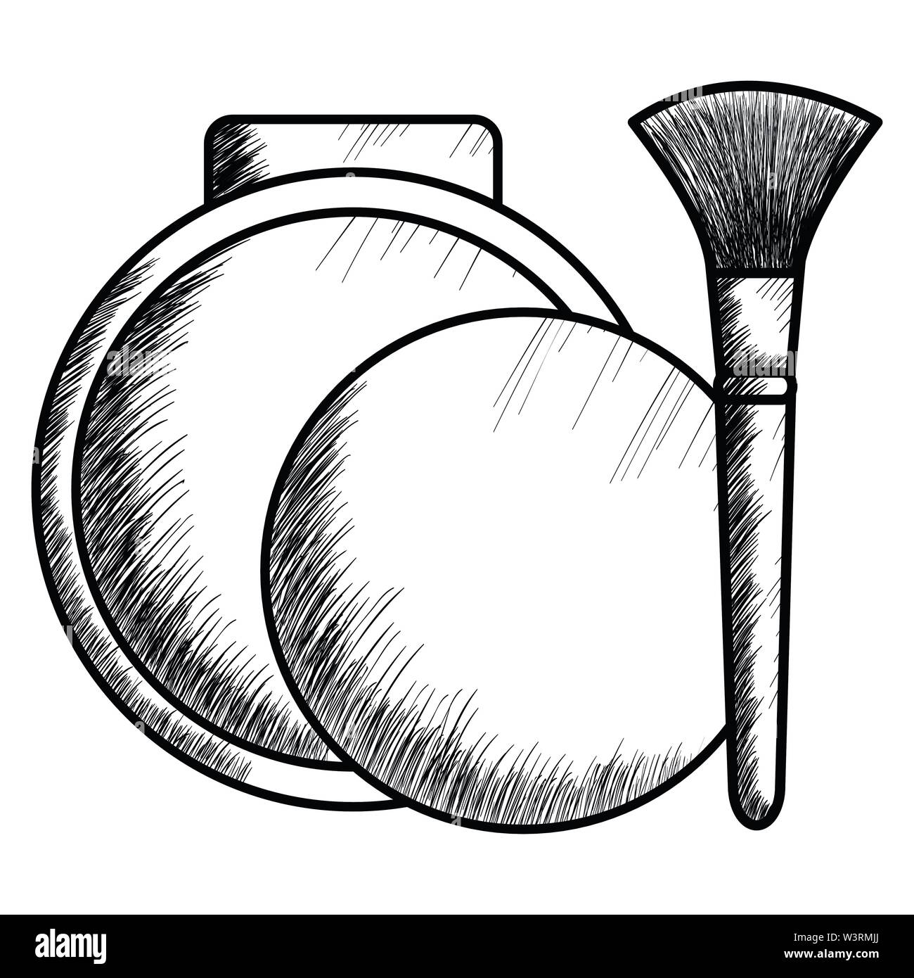blush and brush make up drawing icon vector illustration design Stock ...