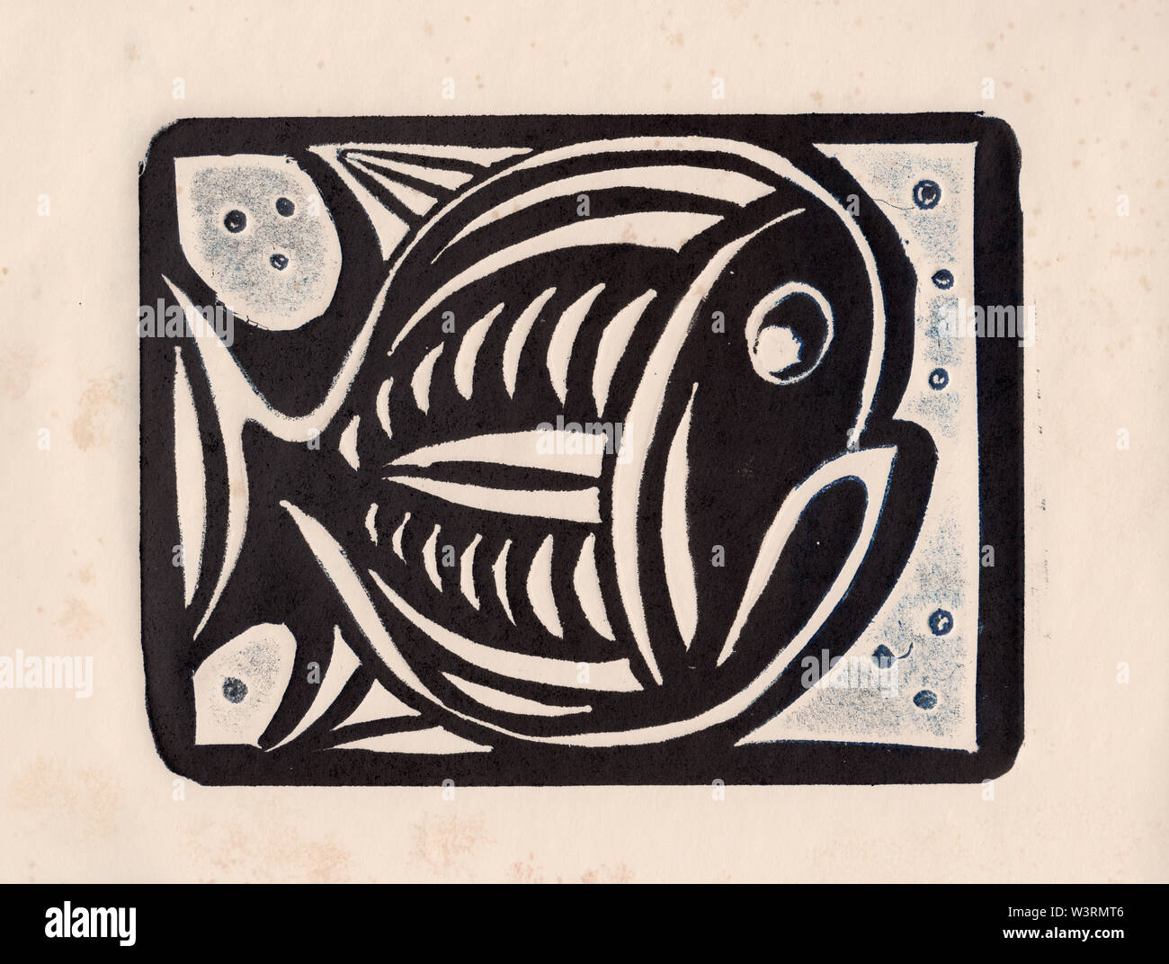 foam cut printing - fish printed on pld paper, polyfoam cut technique ...