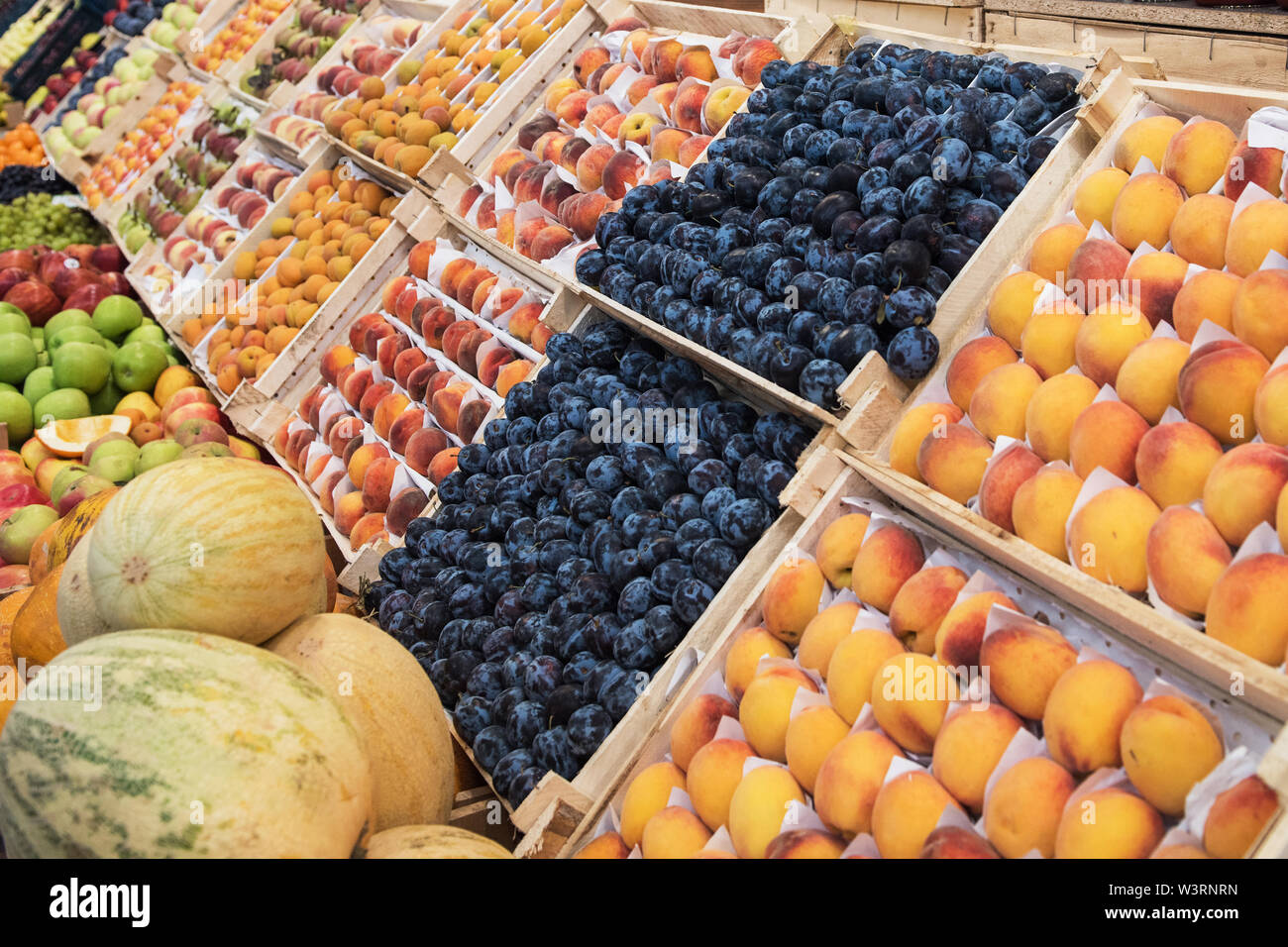 Assortment of fruits at market Stock Photo - Alamy