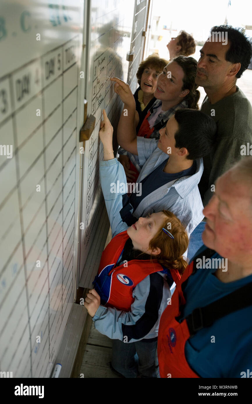 Group of people looking at a whiteboard Stock Photo - Alamy