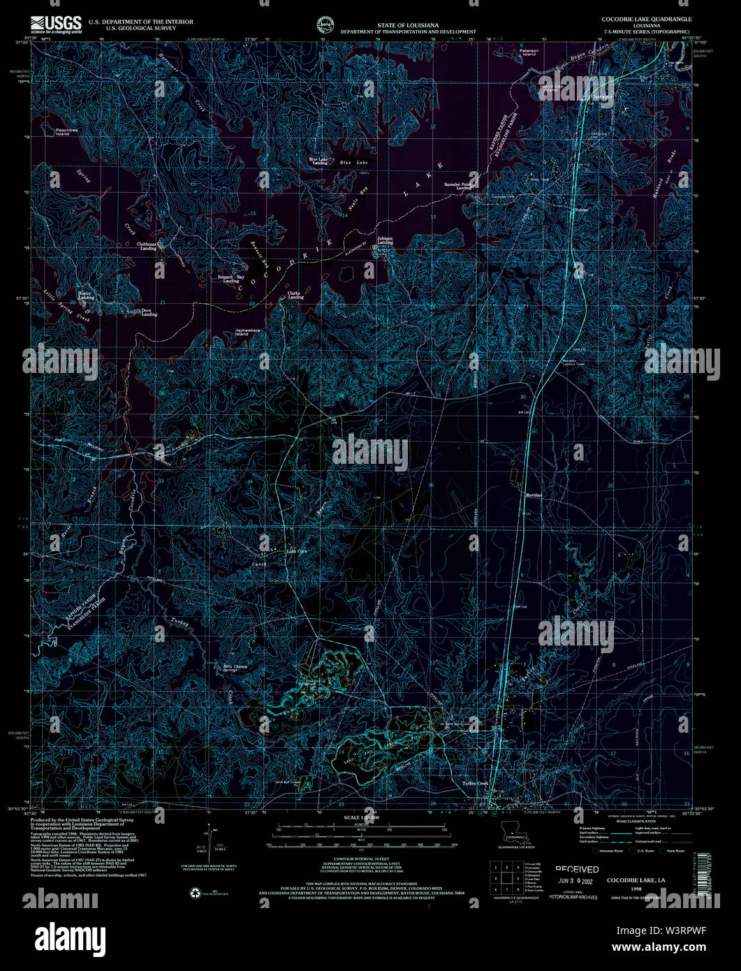 USGS TOPO Map Louisiana LA Cocodrie Lake 331716 1998 24000 Inverted ...