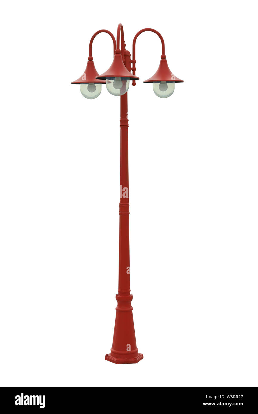 Street light isolated on white background with clipping path,Red ...