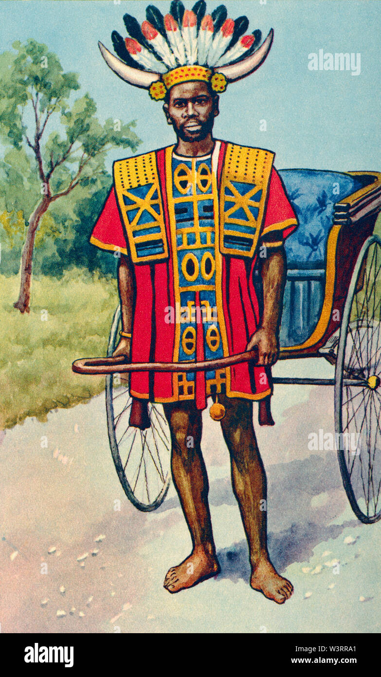 A jinricksha or rickshaw boy from Africa. From a contemporary print, c ...