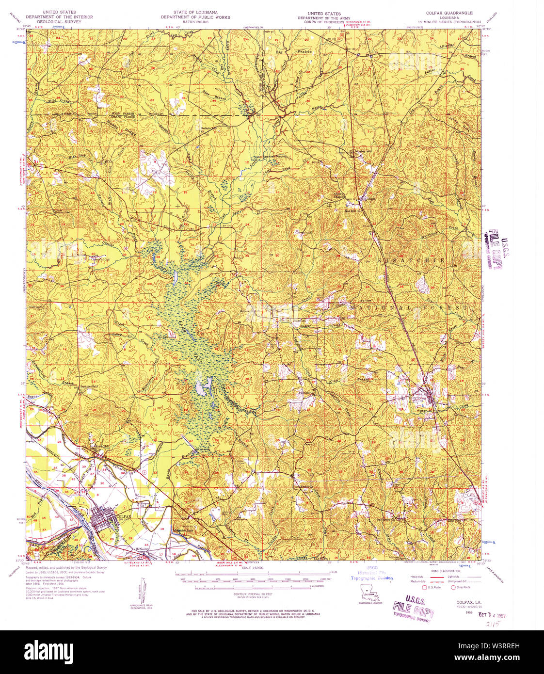 USGS TOPO Map Louisiana LA Colfax 334403 1956 62500 Restoration Stock ...