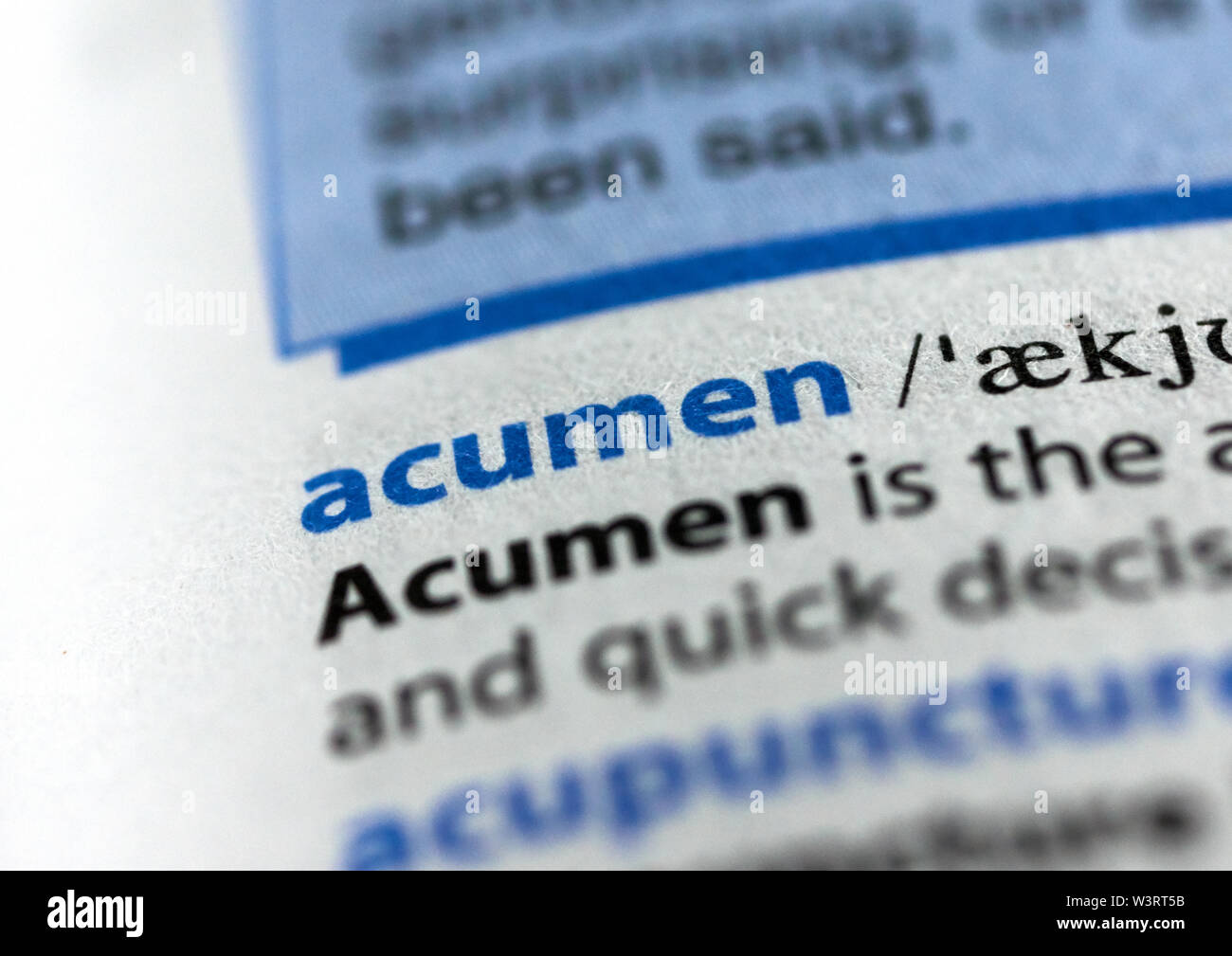 MONTREAL, CANADA - JULY 17, 2019: word acumen in a dictionay with ...