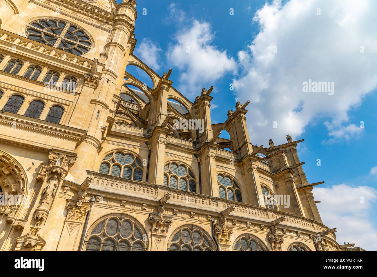 Paris, France, flying buttresses of the apse of St Eustache church ...