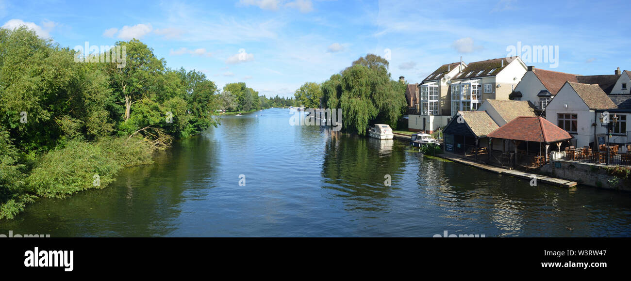The river Ouse, Regatta meadows and riverside buildings at St Neots ...