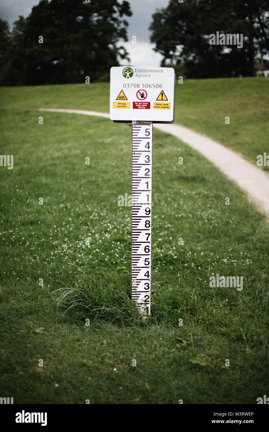Environment Agency flood water warning sign, Cox's Meadow, Cheltenham ...