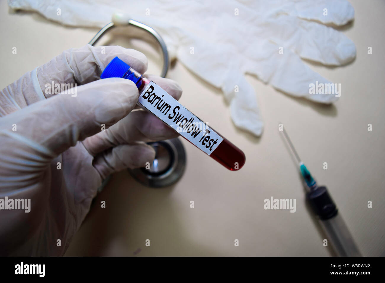 Barium Swallow Test text on Sticky Notes. Top view isolated on office ...