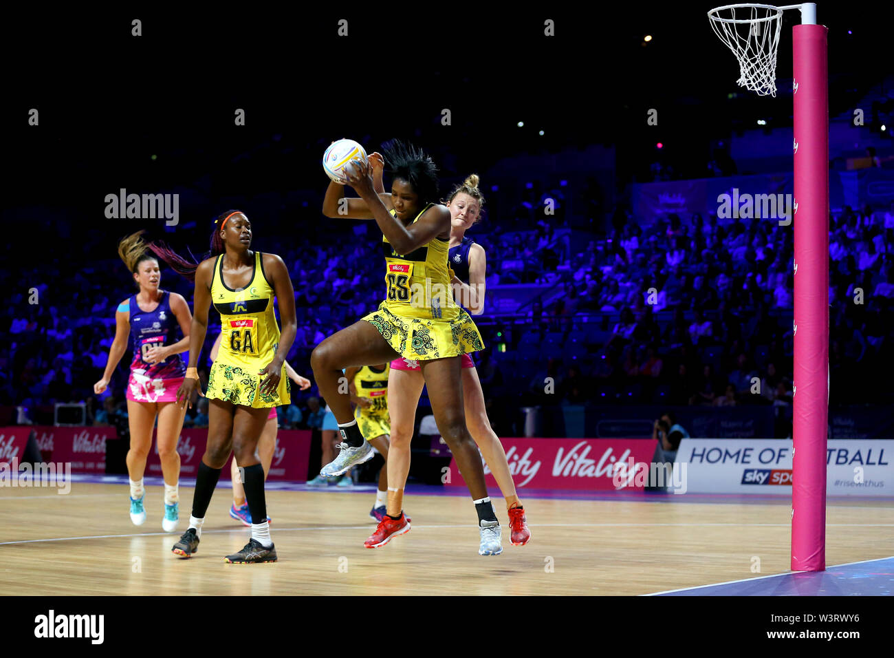 Jamaica's Jhaniele Fowler and Scotland's Ella Gibbons in action during ...