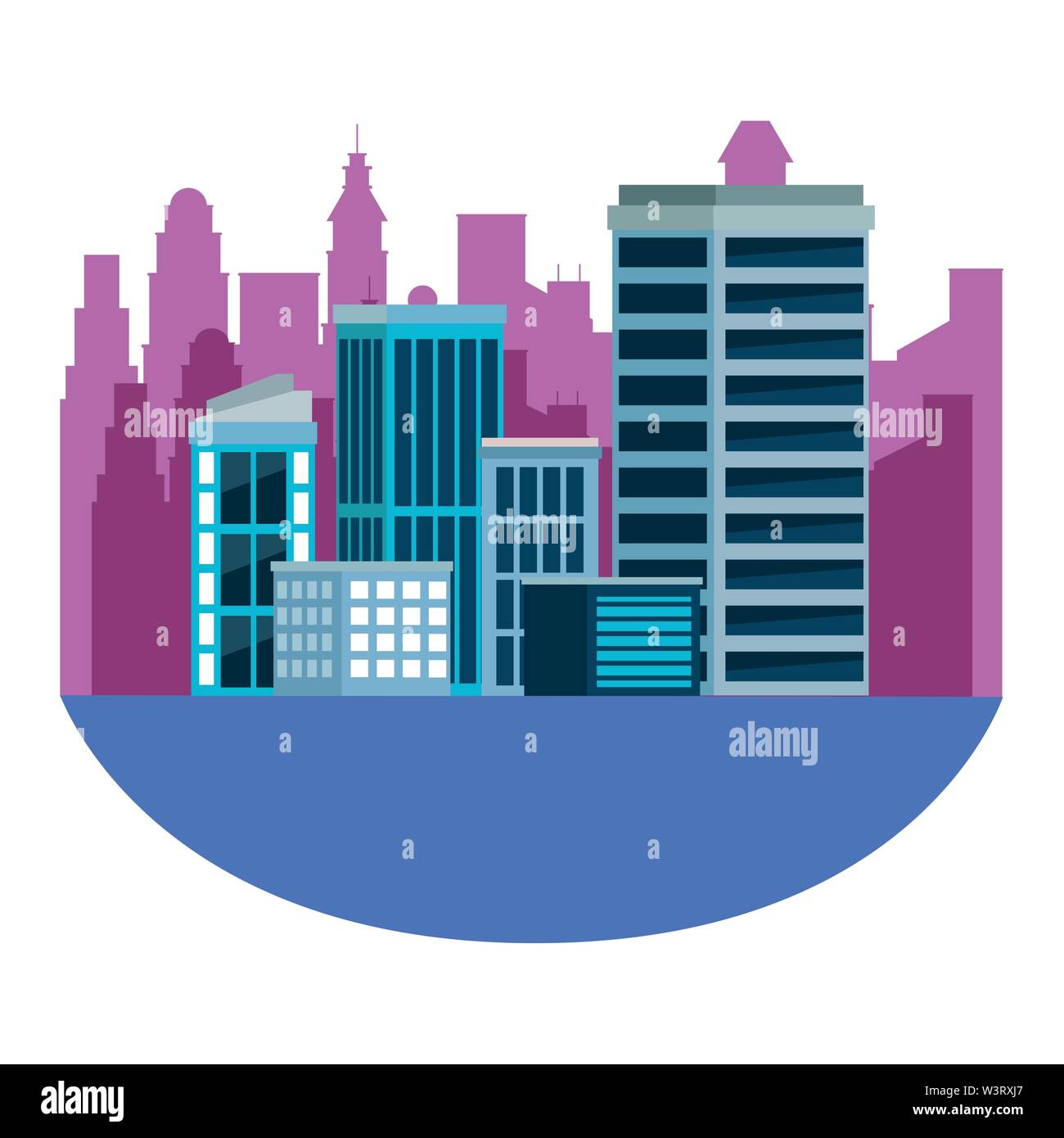 urban buildings construction properties cartoon Stock Vector Image ...