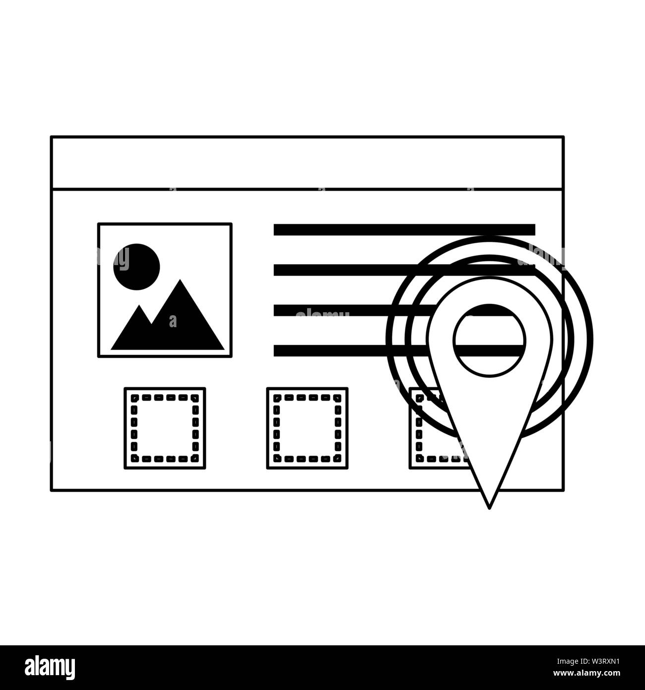 gps location pointer cartoon in black and white Stock Vector Image ...
