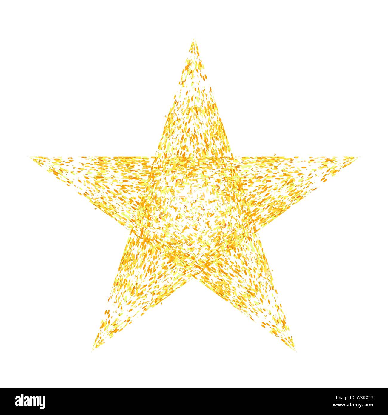 Gold Star Isolated on White Background. Yellow Starry Pattern Stock ...