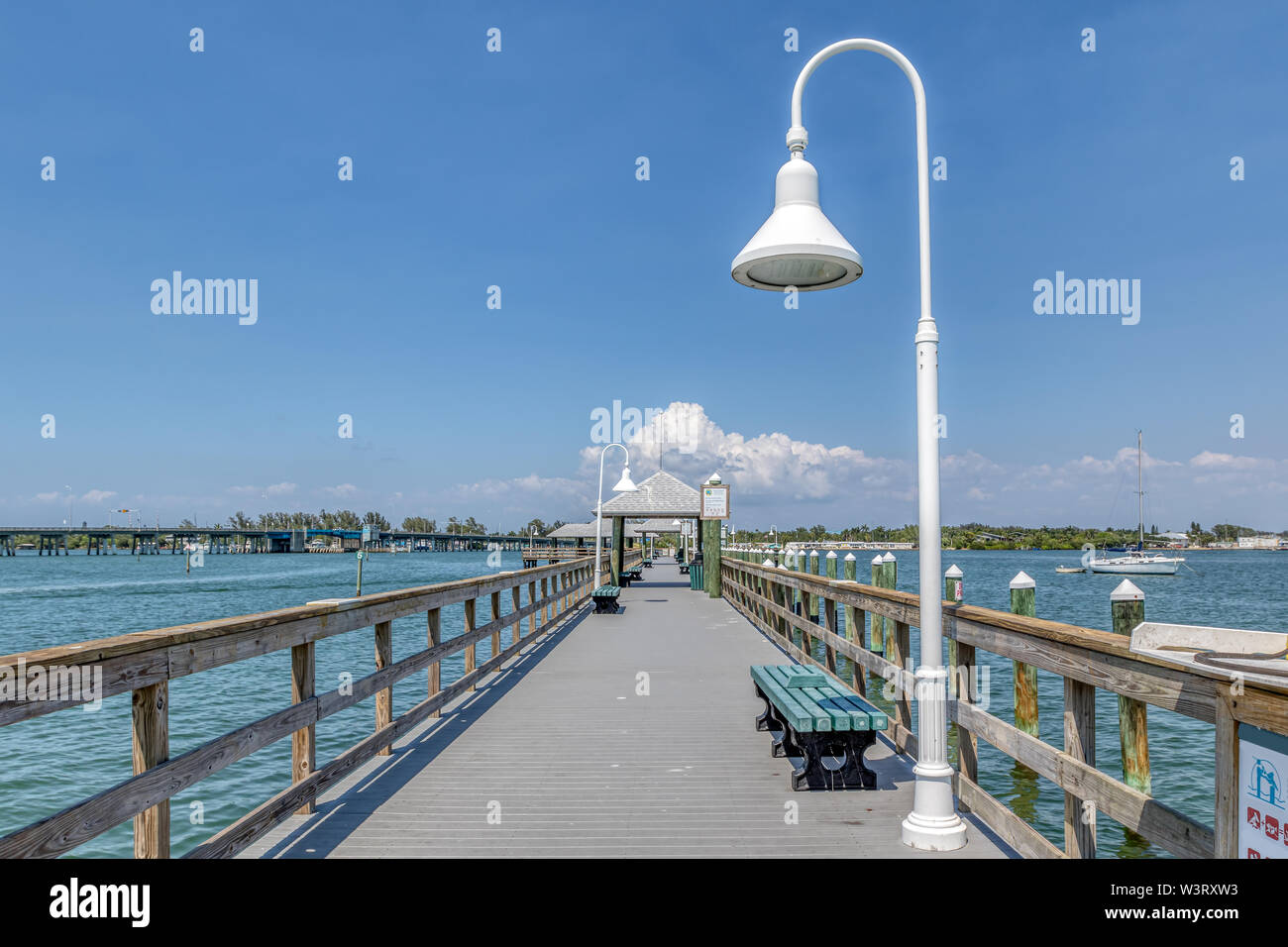 Historic Bradenton Beach pier on Anna Maria Island, Florida Stock Photo ...