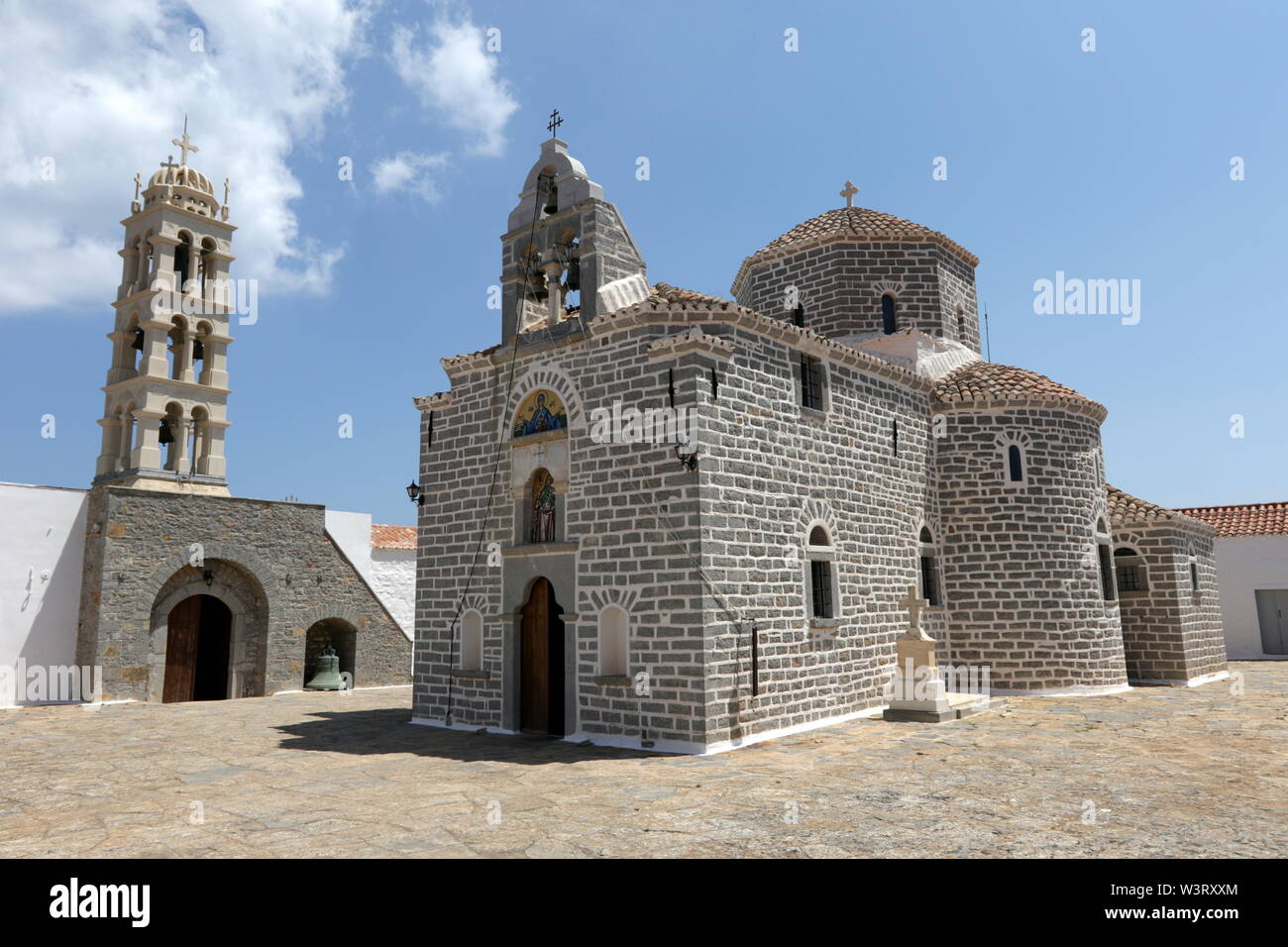 Profitis Ilias (Prophet Elijah) monastery in Hydra Island, Greece Stock ...
