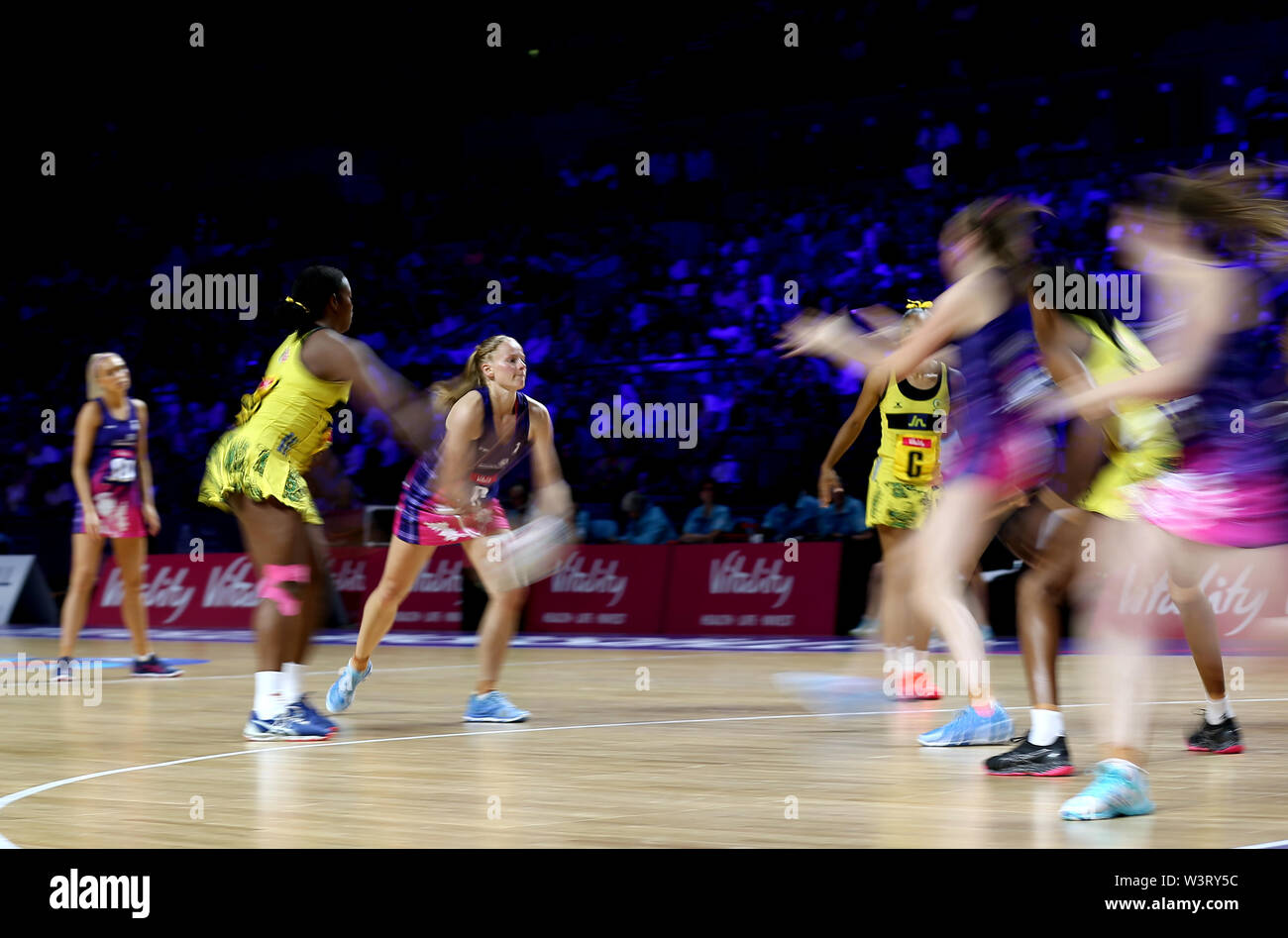 Scotland's Claire Maxwell (third left) in action during the Netball ...