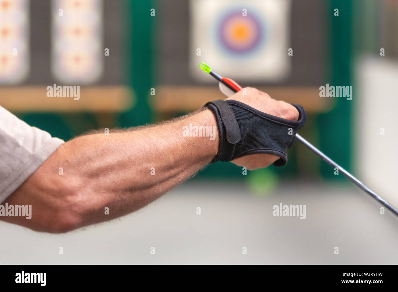 Archery. Archer exercise with the bow. Sport, recreation concept ...