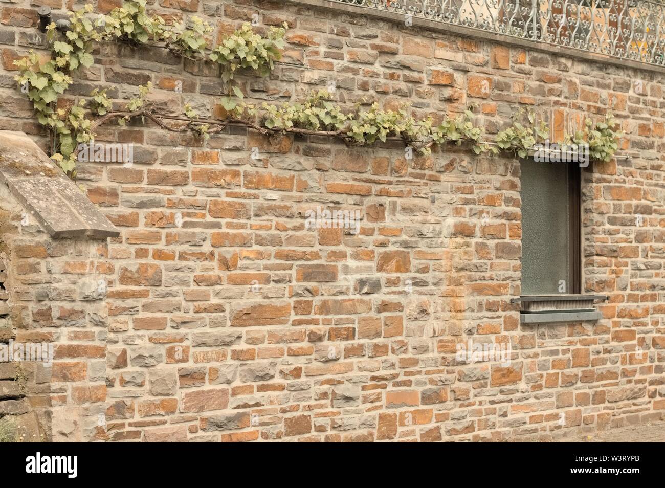 Isolated wooden window in a brick wall background (Germany, Europe ...