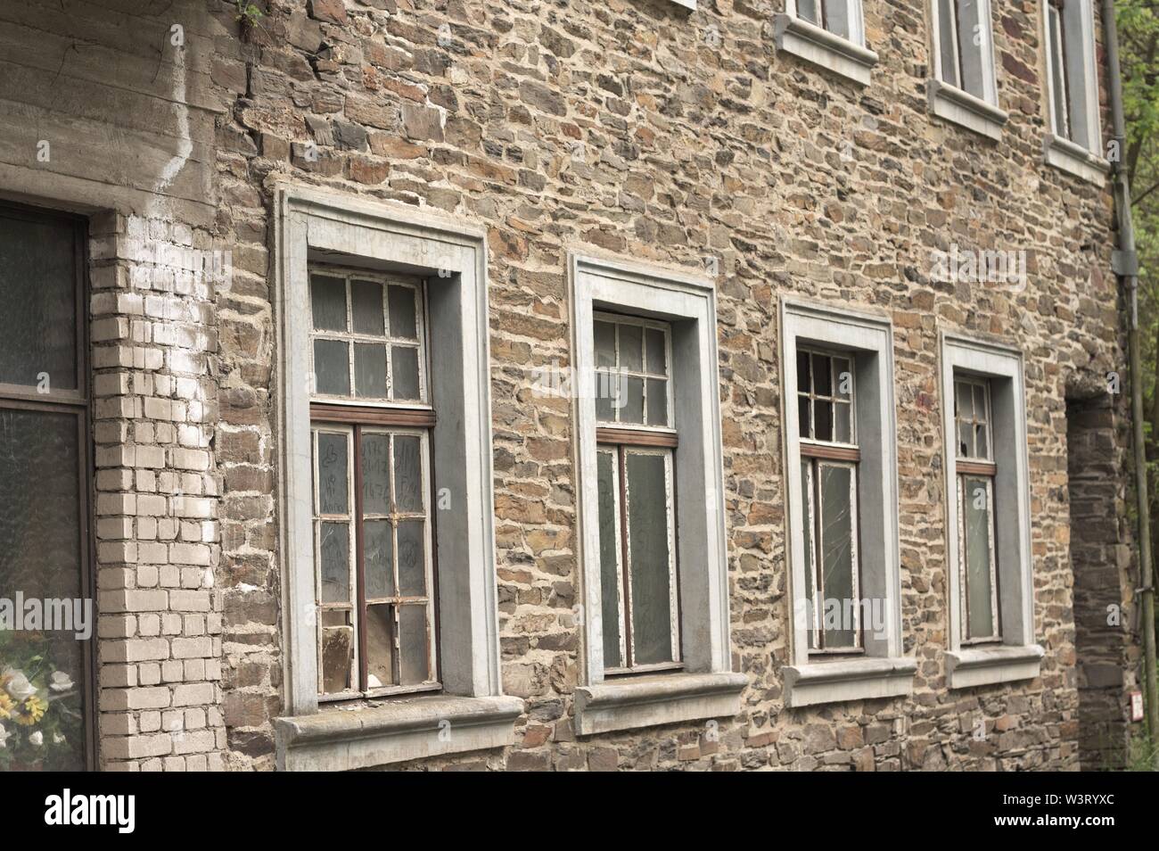 A series of windows in a brick wall background (Germany, Europe Stock ...