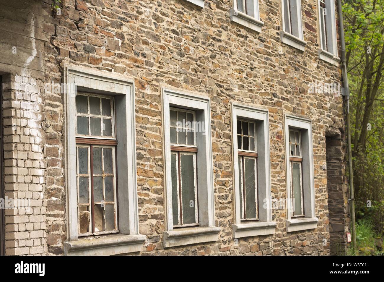 A series of windows in a brick wall background (Germany, Europe Stock ...