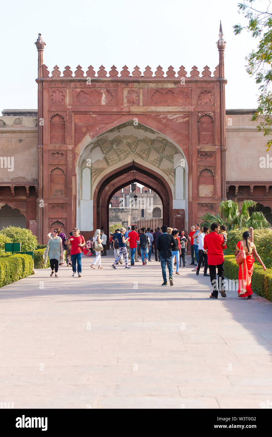 AGRA - FEB 28: Indian Architecture of Red Fort in Agra on February 28 ...