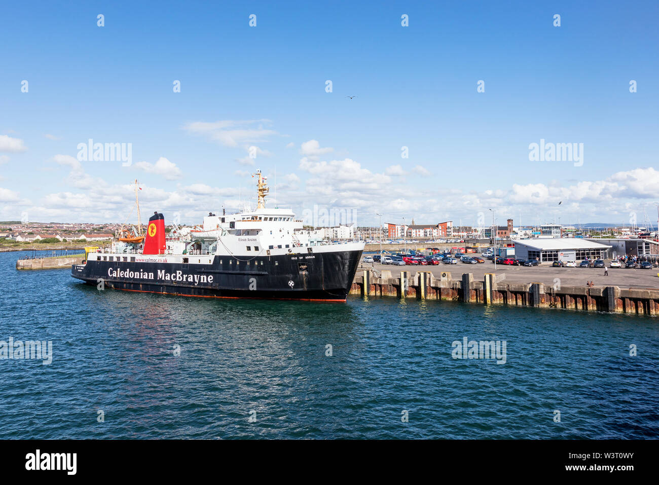 Caledonian MacBrayne ship Isle of Arran, berthed at Ardrossan pier ...