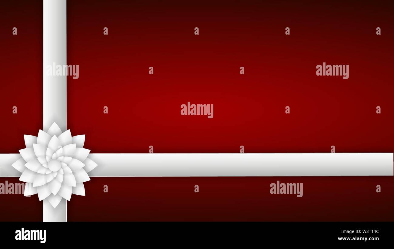 Paper flower on red background. Greeting card. Vector illustration ...