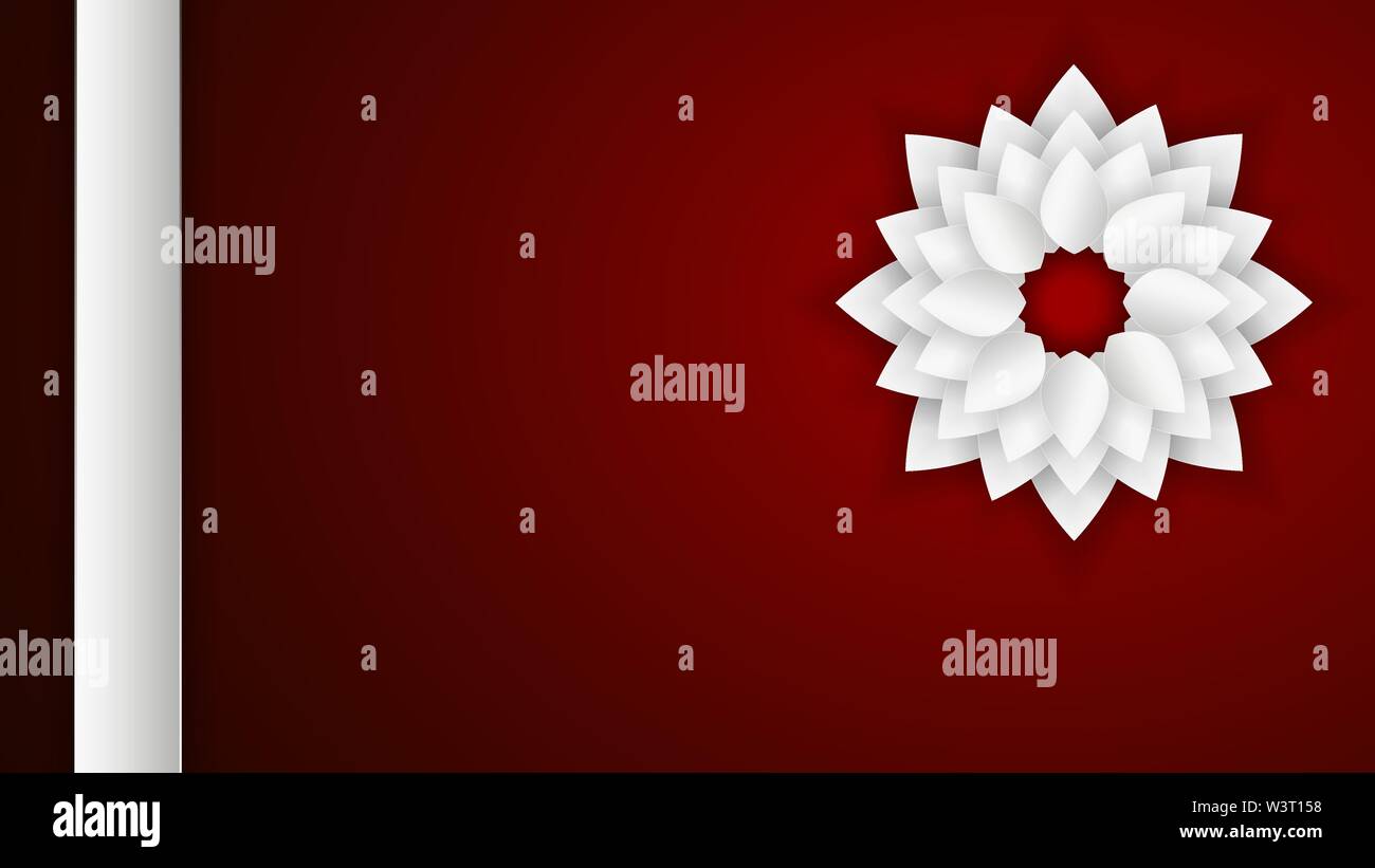 Paper flower on red background. Greeting card. Vector illustration ...