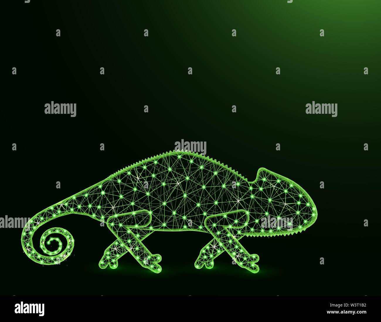 Lizard chameleon low poly model, African animal abstract graphics ...