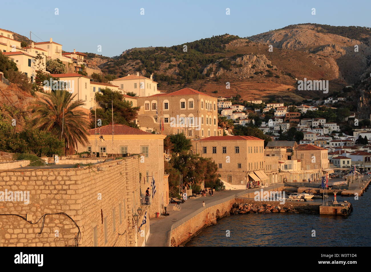 Elevated view at the town of Hydra, on the Hydra Island, Greece Stock ...