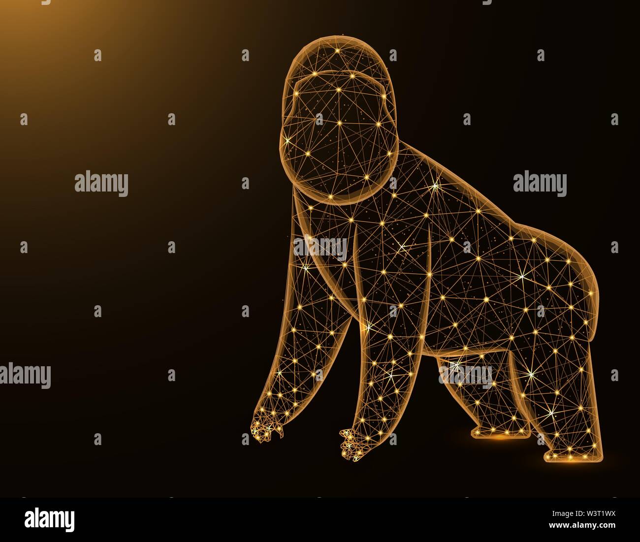 Gorilla low poly model, African animal abstract graphics, primate ...