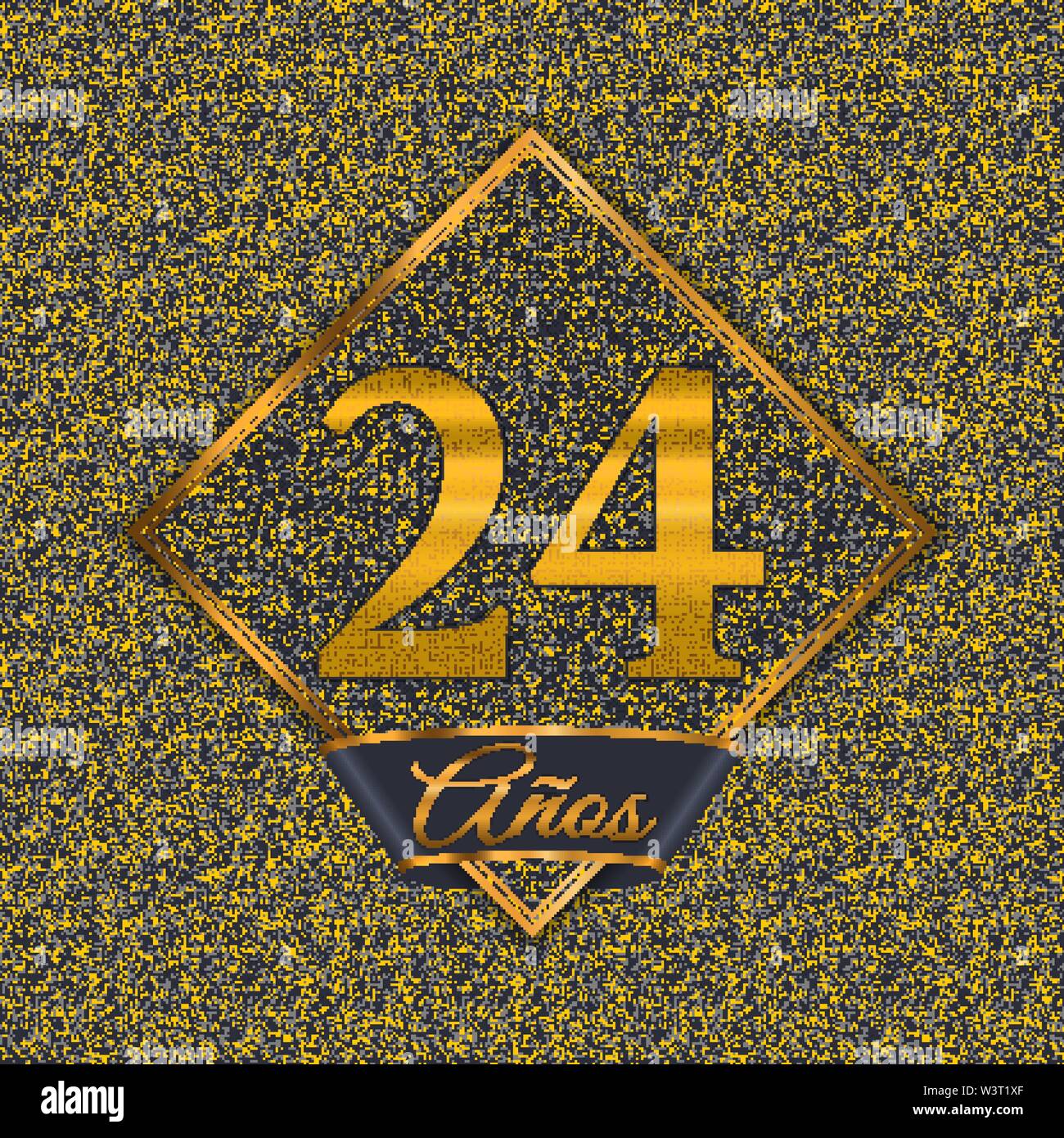 Spanish golden number twenty-four years (24 years) celebration design ...