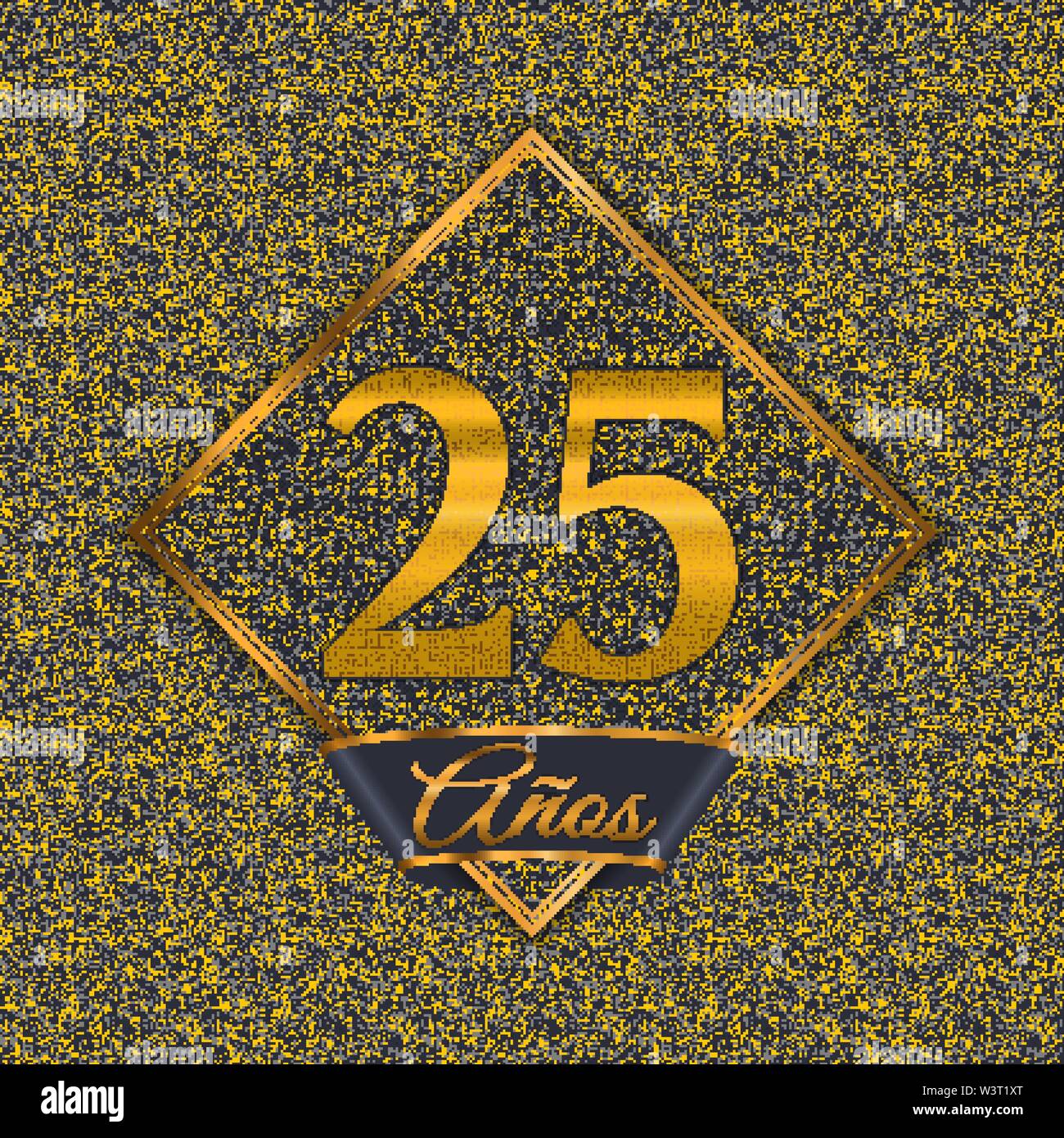 Spanish golden number twenty-five years (25 years) celebration design ...