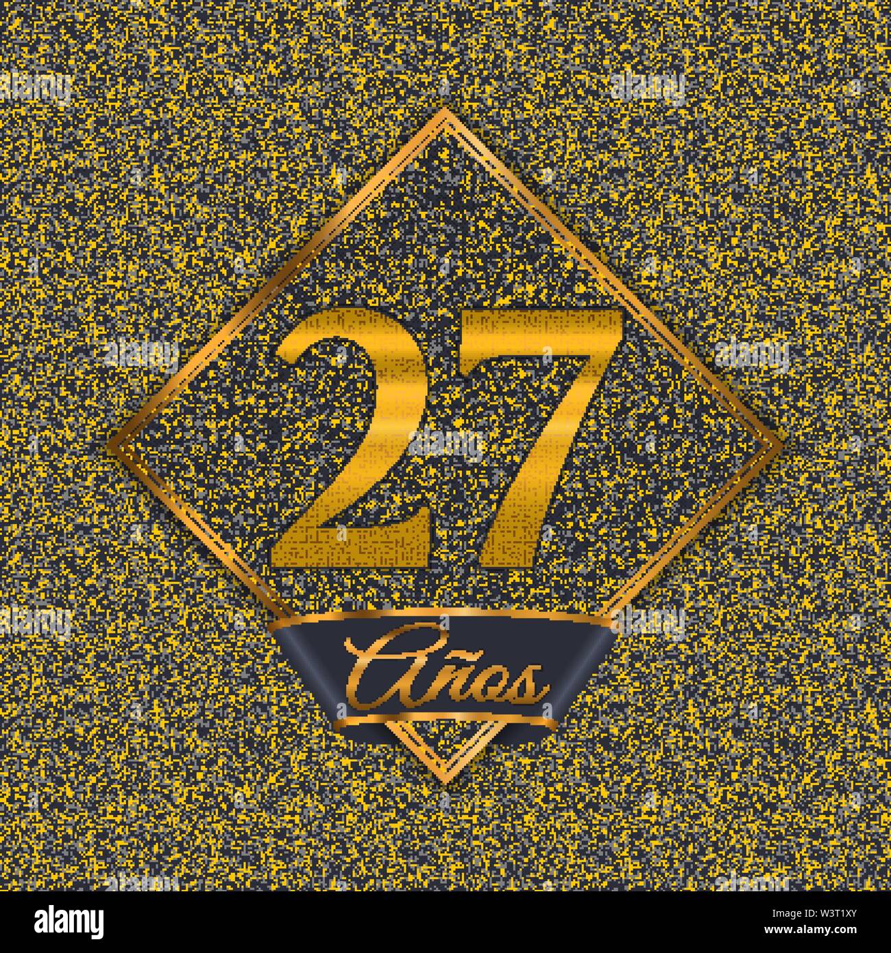 Spanish golden number twenty-seven years (27 years) celebration design ...