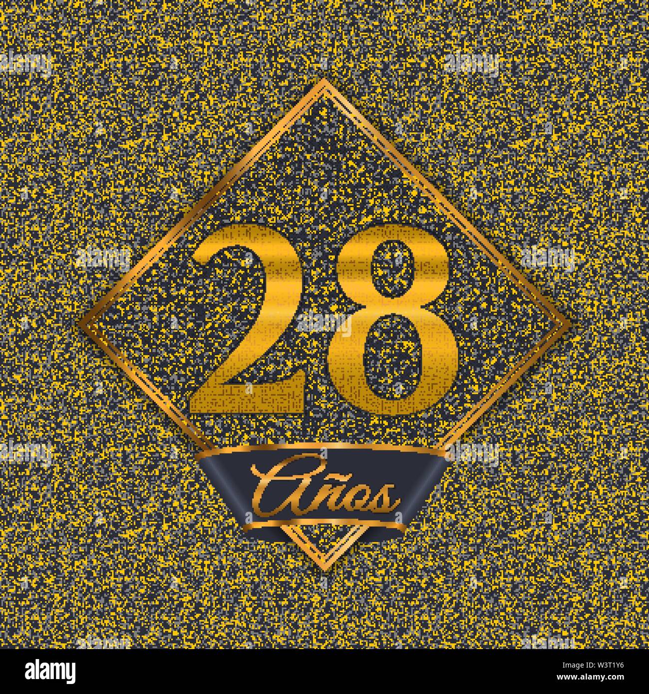 Spanish golden number twenty-eight years (28 years) celebration design ...