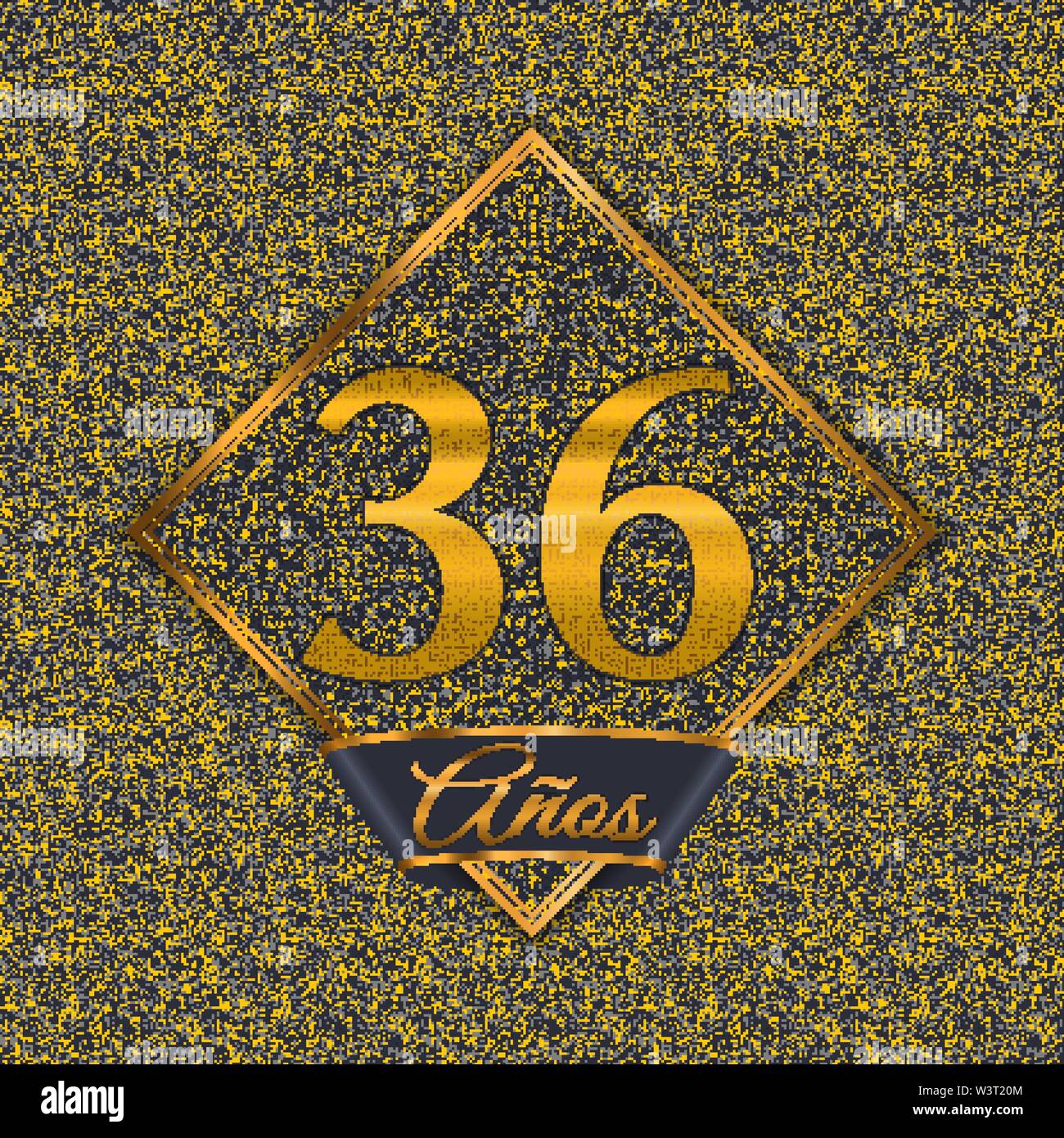 Spanish golden number thirty-six years (36 years) celebration design ...