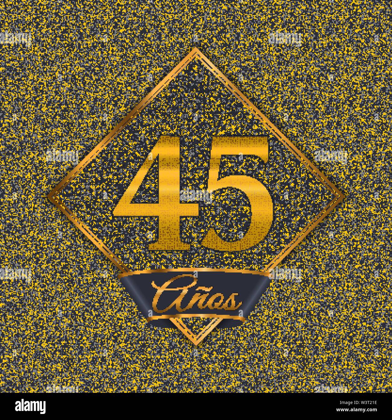 Spanish golden number forty-five years (45 years) celebration design ...