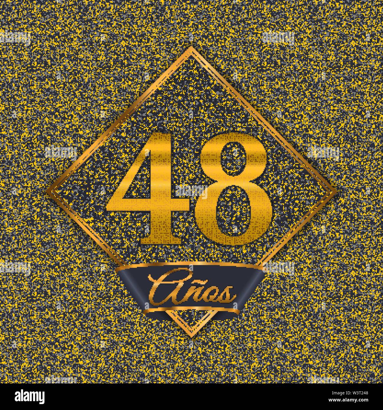 Spanish golden number forty-eight years (48 years) celebration design ...