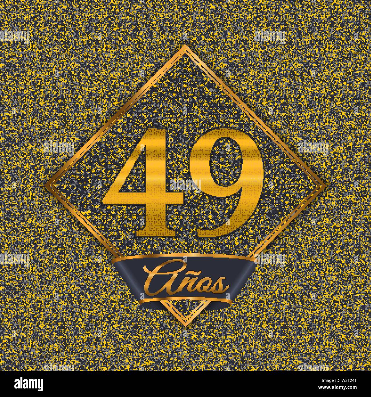 Spanish golden number forty-nine years (49 years) celebration design ...