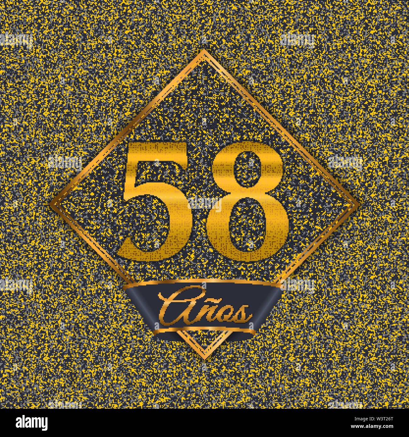 Spanish golden number fifty-eight years (58 years) celebration design ...