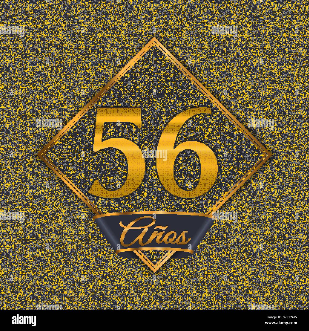 Spanish golden number fifty-six years (56 years) celebration design ...