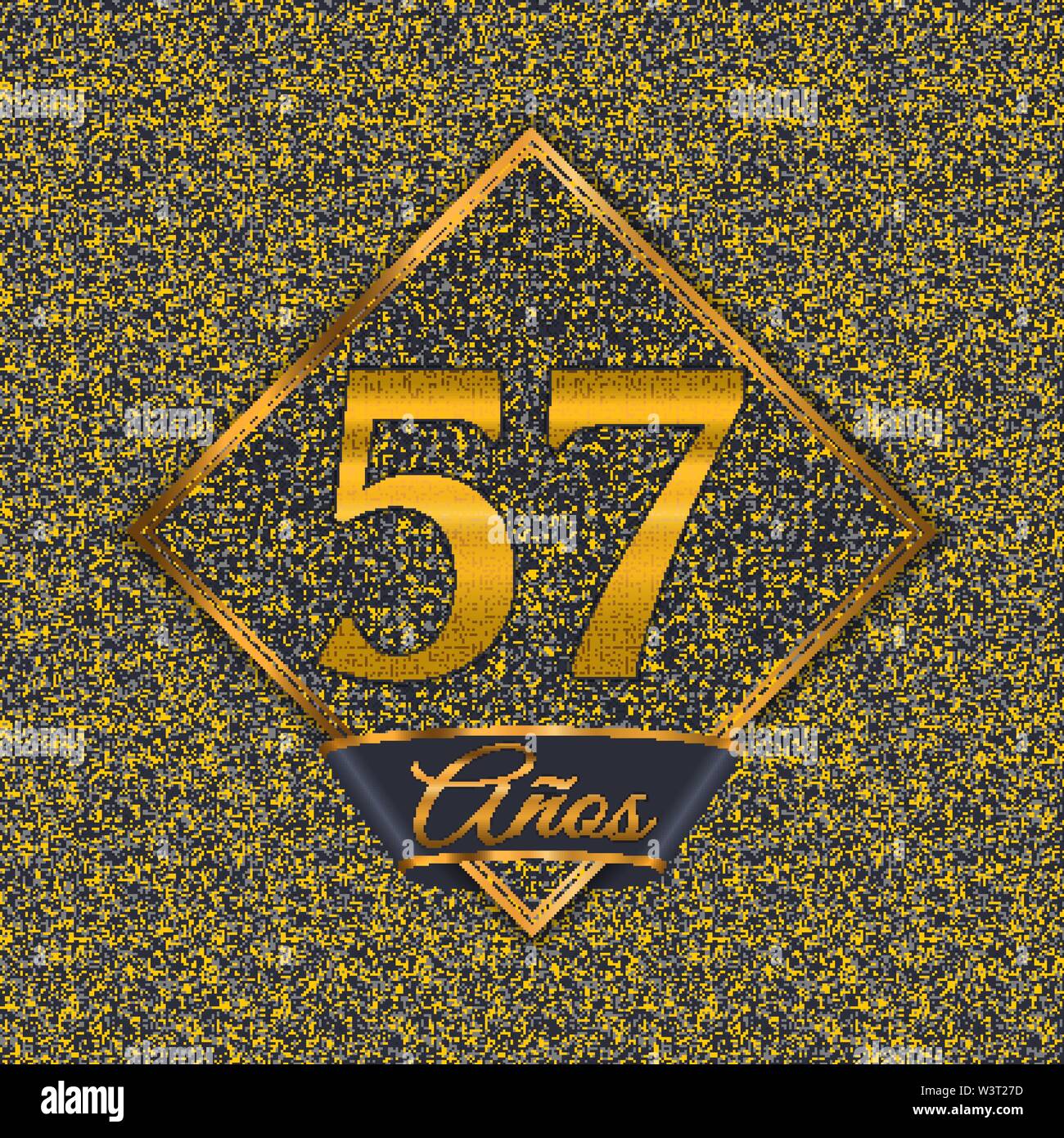 Spanish golden number fifty-seven years (57 years) celebration design ...